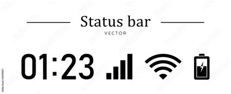 Status Bar Mobile Phone Icon Set Isolated On White Background Simple Graphic Design Time