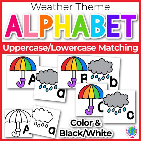 Alphabet Matching Game Uppercaselowercase Weather Theme Life Over C