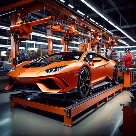 Car Production Manufacturing Industry On Automated Robotic Assembly Line Stock Illustration