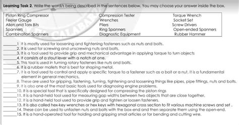 solved learning task 3 match the terms in column a with