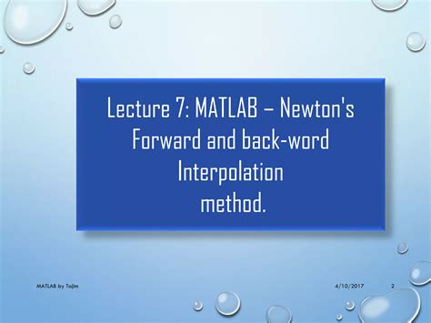 Matlab Lecture 8 Newtons Forward And Backword Interpolationtaj Copy Pdf