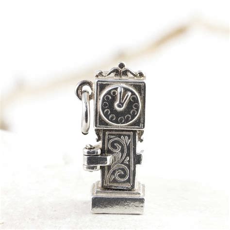 Vintage Silver Charm Clock Charm With Movable Door Sterling Silver