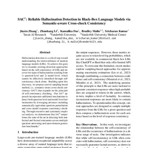 Sac3 Reliable Hallucination Detection In Black Box Language Models Via