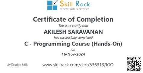 akilesh saravanan on linkedin skillrack cprogramming certification continuouslearning…