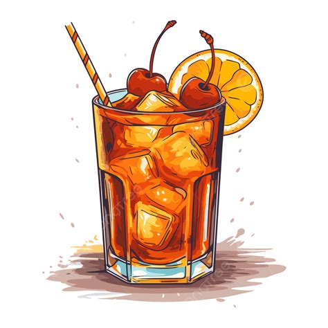 Old Fashioned Drink Vector Sticker Clipart Cocktail Shaker With Ice