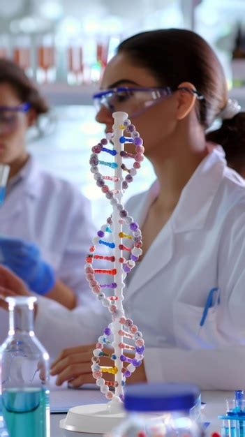 Premium Photo Team Of Scientists Working With Dna Model In Laboratory