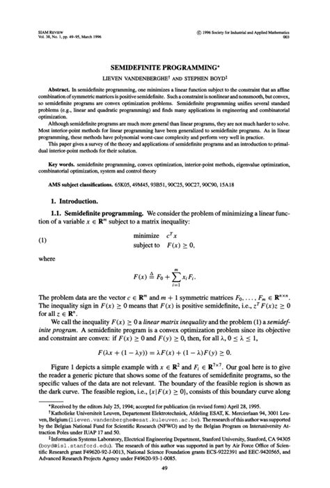 Semidefinite Programming School Of Engineering And Applied
