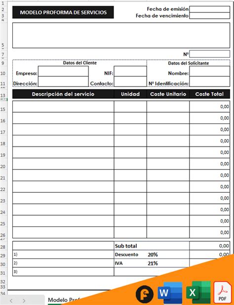 Modelos De Factura Proforma Excel Word O Pdf Gratis