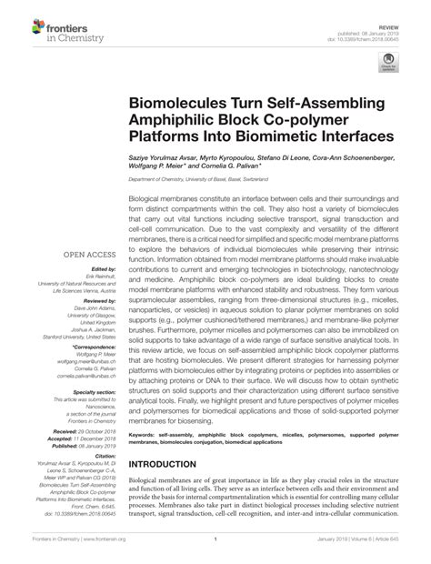 Pdf Biomolecules Turn Self Assembling Amphiphilic Block Co Polymer Platforms Into Biomimetic