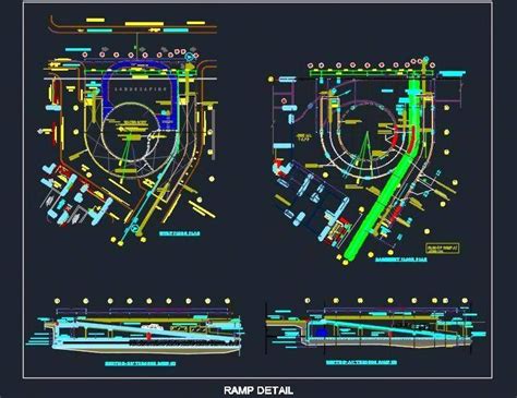 Autocad Drawing Parking Ramp Detail Layout Plan