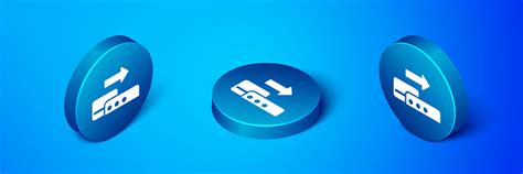 파란색 배경에 격리된 삽입된 신용 카드 아이콘이 있는 아이소메트릭 Pos 터미널 결제 단말기 거래 카드로 지불하십시오 파란색 원 버튼 벡터 3차원 형태에 대한 스톡 벡터