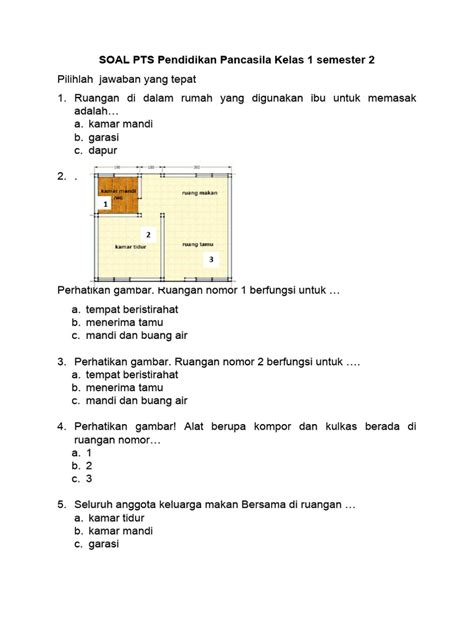 Soal Pts Pendidikan Pancasila Kelas 1 Semester 2 Pdf