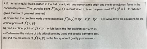 solved a rectangular box is placed in the first octant with