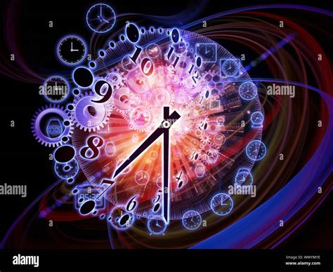 Composition Of Gears Clock Elements And Abstract Design Elements As A