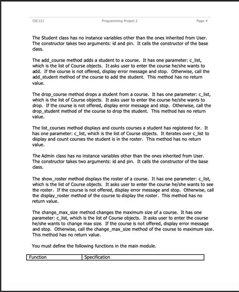 CSC Programming Project Page PROJECT Chegg