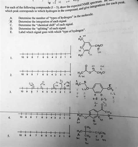 SOLVED Draw The Expected NMR For Each Compounds For Each Of The Following Compounds 1 5