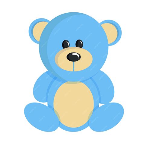 Bebé Juguete Oso De Peluche Suave Color Azul Ilustración Vectorial