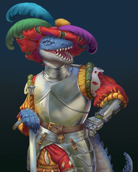 Thaokut A Cocky Eccentric Lizardfolk Fighter Landsknecht Rpathfinder2e
