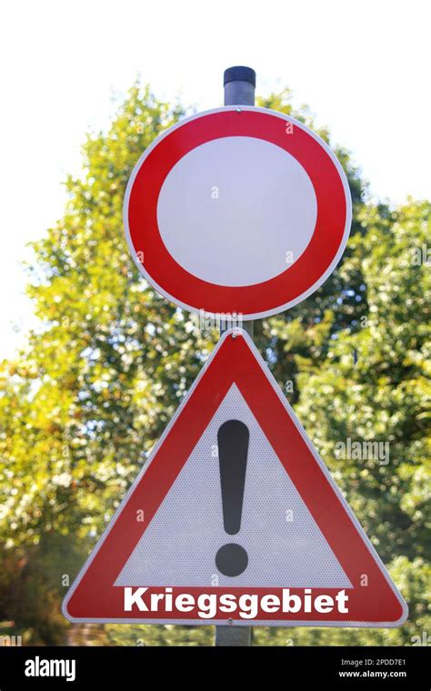 Road Sign Passage Prohibited And Caution Danger Point Lettering