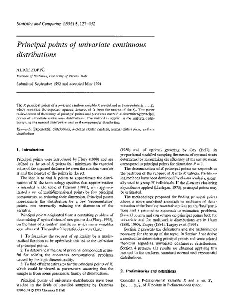 Pdf Principal Points Of Univariate Continuous Distributions