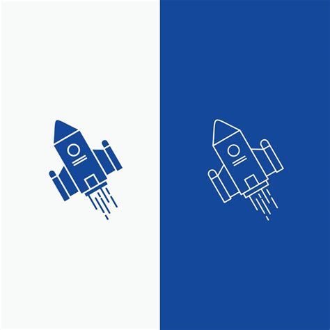 Space Craft Shuttle Space Rocket Launch Line And Glyph Web Button In Blue Color Vertical