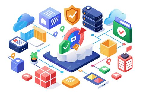 Isometric Illustration Of Data Security And Cloud Computing Premium Ai Generated Vector