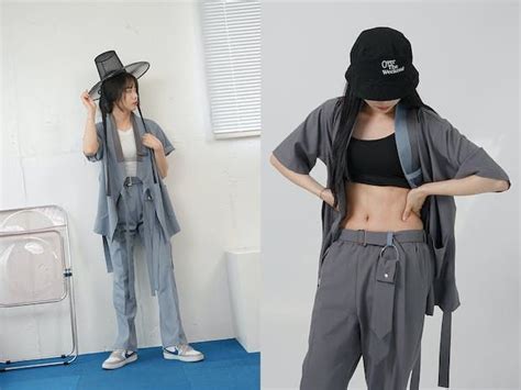 한복의 느낌 오버핏이다 그리고 뭐라 표현해야 될까 한복의 특징일수 있는데 저고리 끈이 거추장스럽게 보임 내가 오버핏스러움과 거추장스러움을 좋아하지 않는 내 주관적인 느낌임