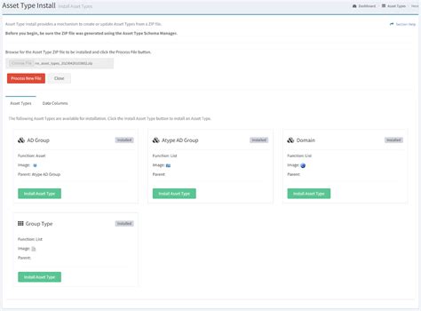 Install Asset Type Readyworks User Guide