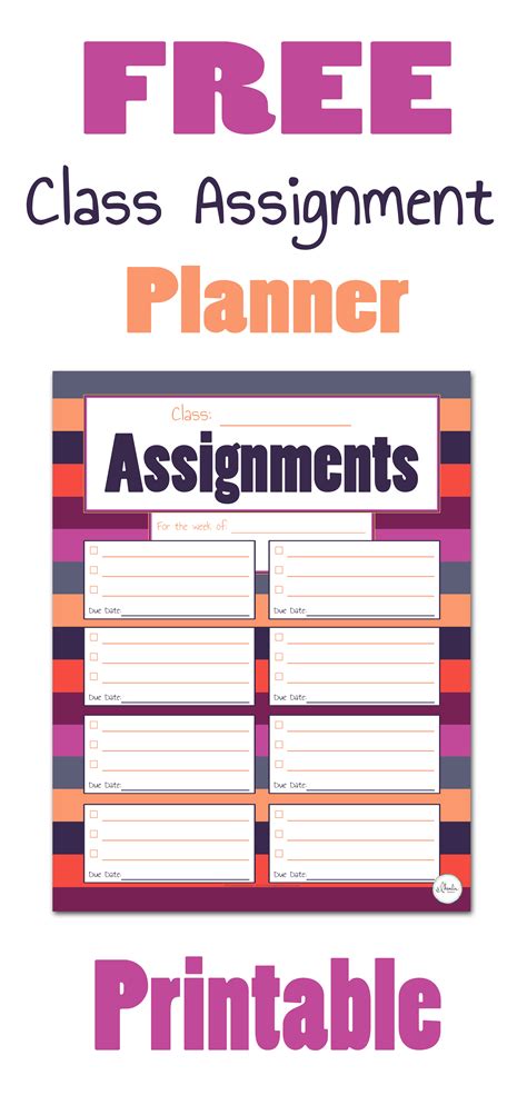 Free Class Assignment Planner Blueberry Blossom Food Life Design