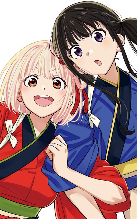 nishikigi chisato and inoue takina lycoris recoil drawn by morita