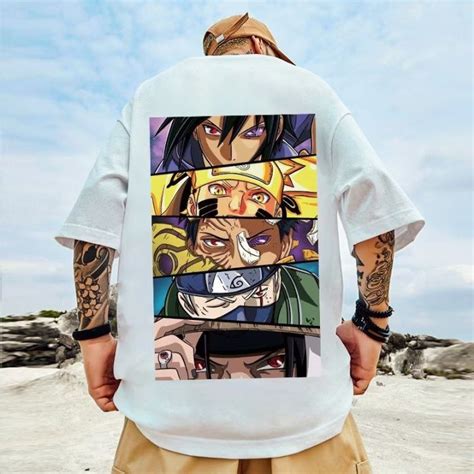 ★korean Style Mens Short Sleeve Anime T Shirt Naruto Akatsuki Eye