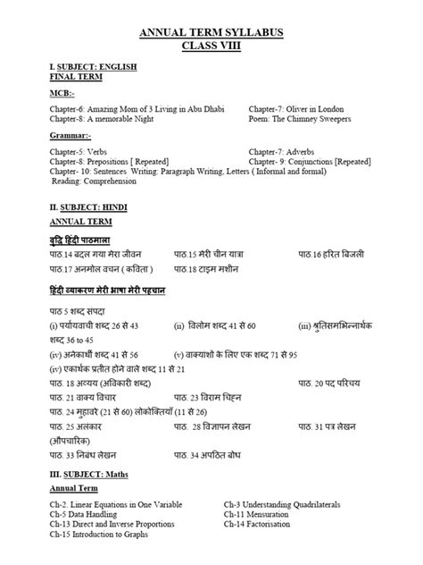 Viii Class Final Term Syllabus Pdf