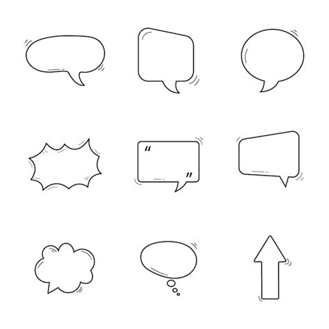 Premium Vector | Set of speak bubble text chatting box message box outline cartoon vector ...
