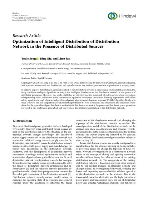 Pdf Optimization Of Intelligent Distribution Of Distribution Network In The Presence Of