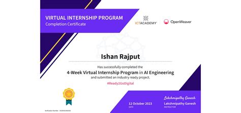 Ishan Rajput On Linkedin Virtual Internship Program Ai Engineering Open Weaver Inc