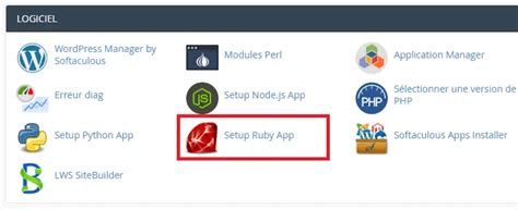 comment utiliser une application ruby sur un hébergement cpanel lws
