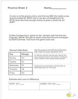 Decimal Addition Subtraction Practice By Rachel Cumbee TPT