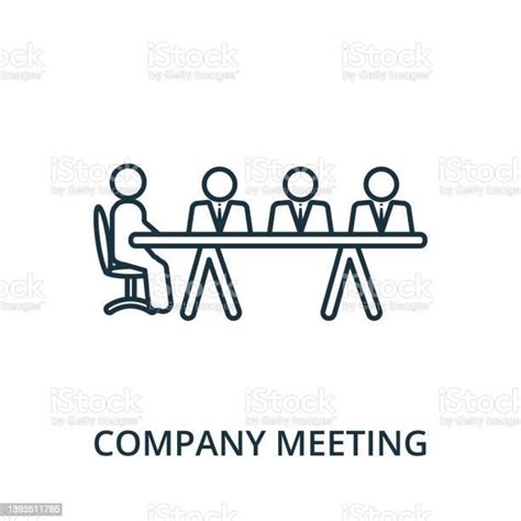 회사 모임 아이콘입니다 평판 관리 컬렉션의 라인 스타일 요소 템플릿 인포그래픽 등을 위한 씬 컴퍼니 미팅 아이콘 아이콘에 대한