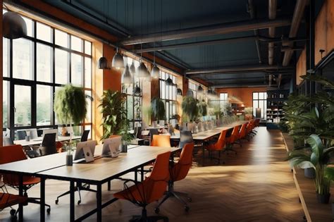 Premium Ai Image Collaborative Workspace Office Interior Generative Ai