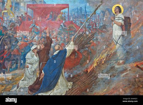 Joan Of Arc 1412 1431 Burning At The Stake In Rouen On A Mural