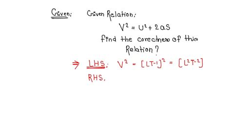 Solved V 2 U 2 2as Is Considered As 3rd Equation Of Motion Find The Dimension On Both Side