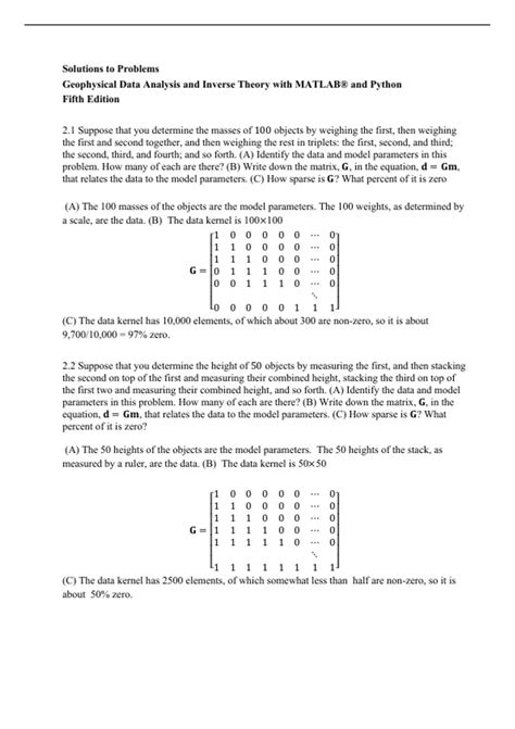 Solution Manual For Geophysical Data Analysis And Inverse Theory With Matlab® And Python 5th