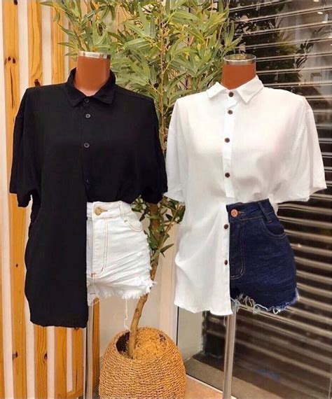 Look Camisa E Short Branco Roupas Blusa Social Feminina Branca Look