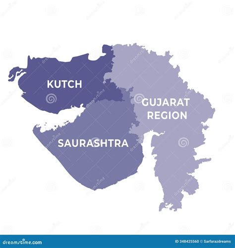 Gujarat Map With Zone Wise Vector Illustration CartoonDealer Com 348425560