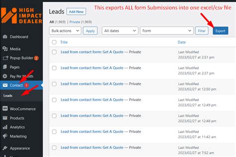 Export All Leads To One Csv File High Impact Dealer