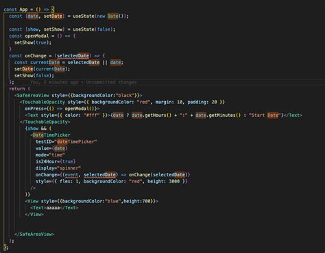 Datepicker Dont Apppear On Ios · Issue 484 · React Native
