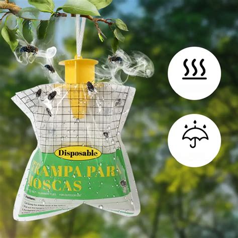 지속 가능한 파리 잡는 가방 전원 필요 없음 가정 및 정원용 곤충 방제 야외 걸이 디자인 Temu