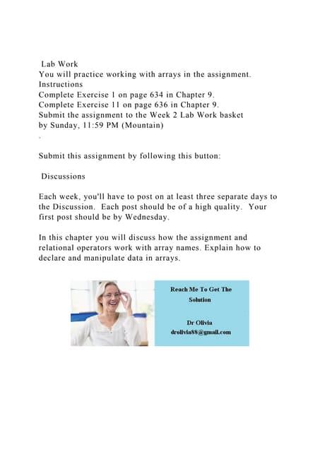 lab workyou will practice working with arrays in the assignment docx