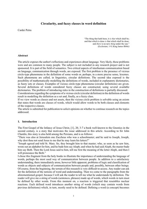 PDF Circularity And Fuzzy Classes In Word Definition
