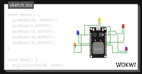 Fix No9 M3 1 Led 5 ดวง Copy Wokwi Esp32 Stm32 Arduino Simulator